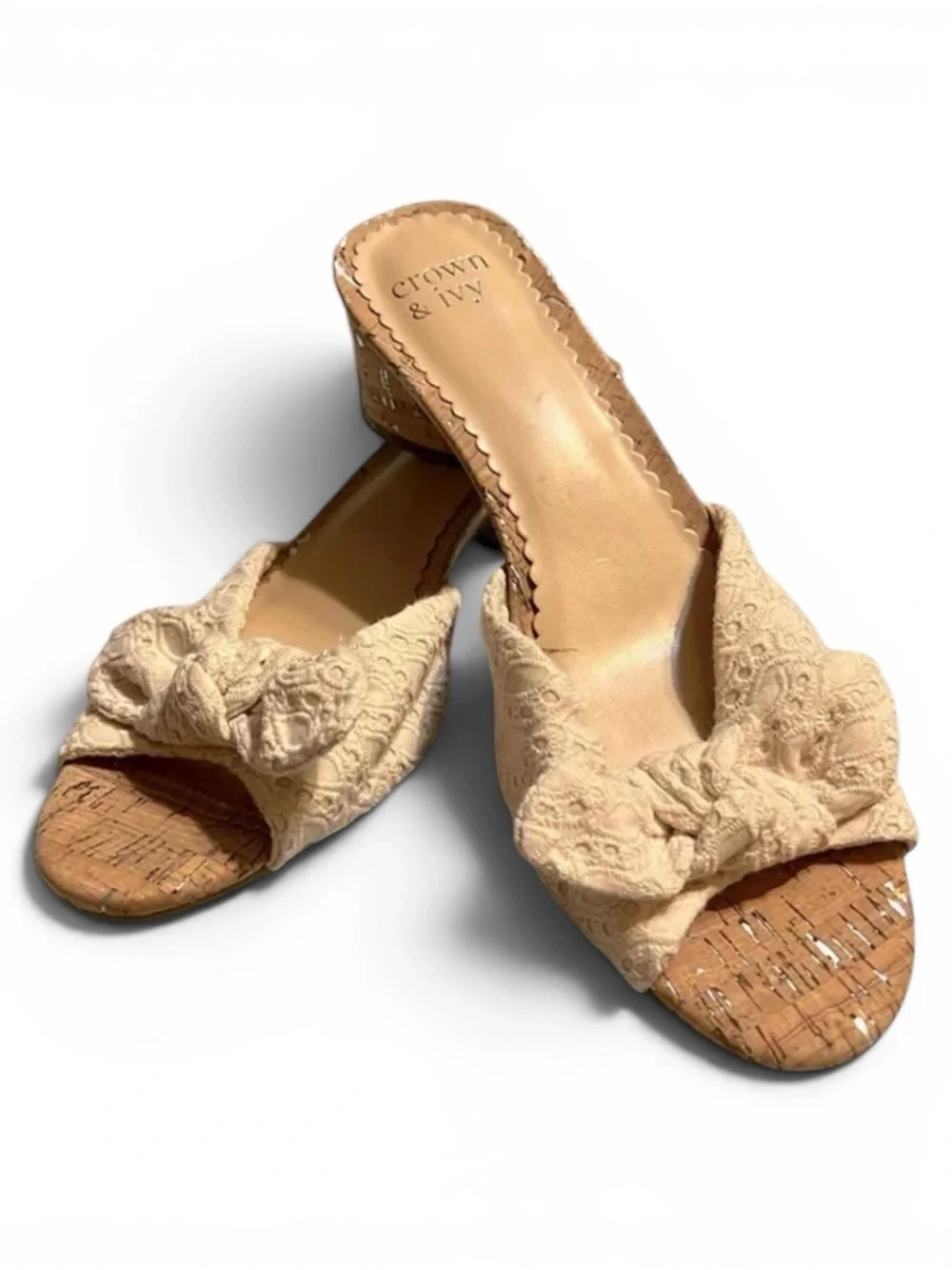 crown & ivy | Shoes | Crown Ivy Cream Lace Knot Slide Sandals 95 | Poshmark